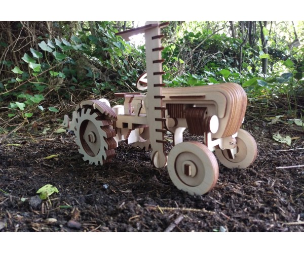 Plywood Laser cut vintage tractor