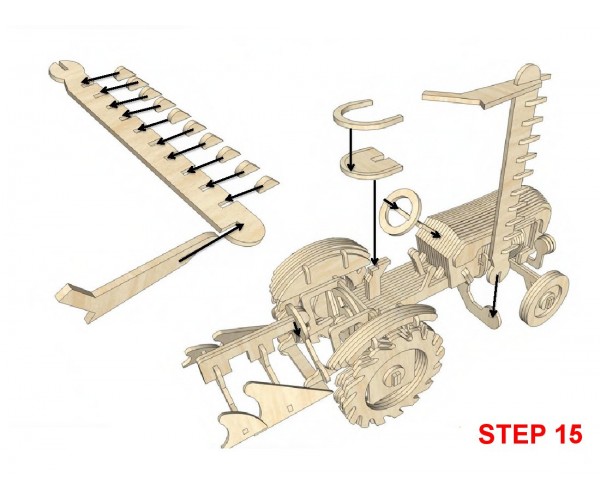 Plywood Laser cut vintage tractor